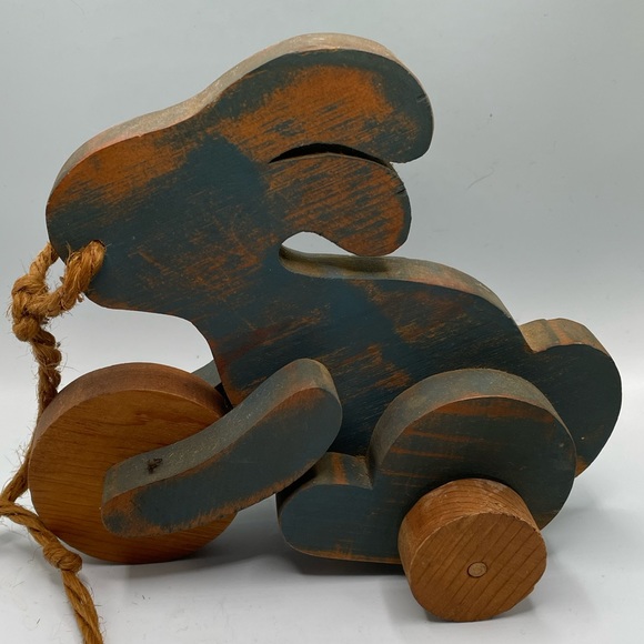 Unbrandec | Accents | Rustic Vintage Folk Art Wooden Carved Rabbit On ...